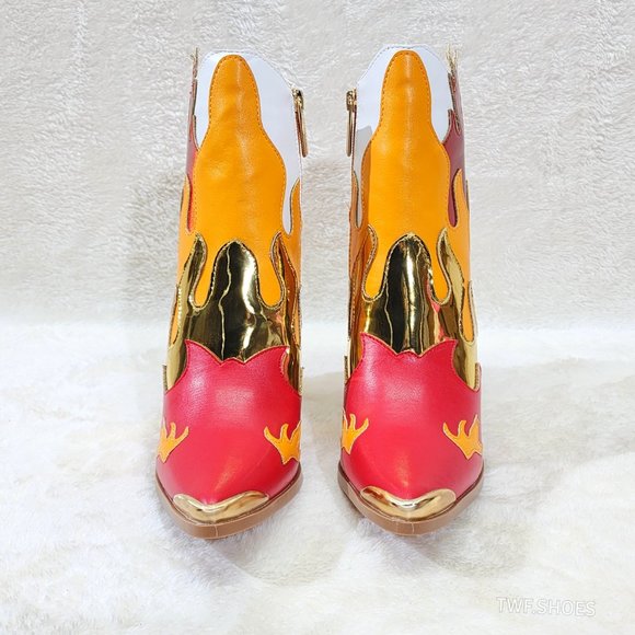 Cape Robbin | Shoes | Western Flame Cowgirl Ankle Boots Red Orange Fire ...